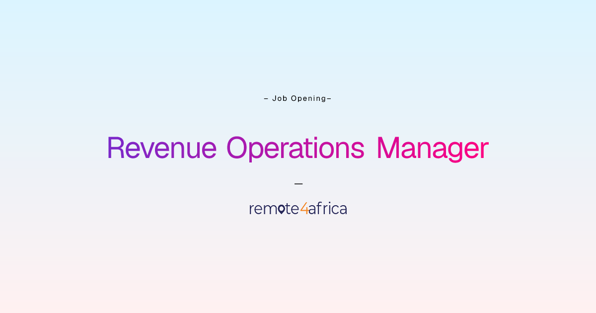 Remote Revenue Operations Manager job at Financial Services / FinTech ...