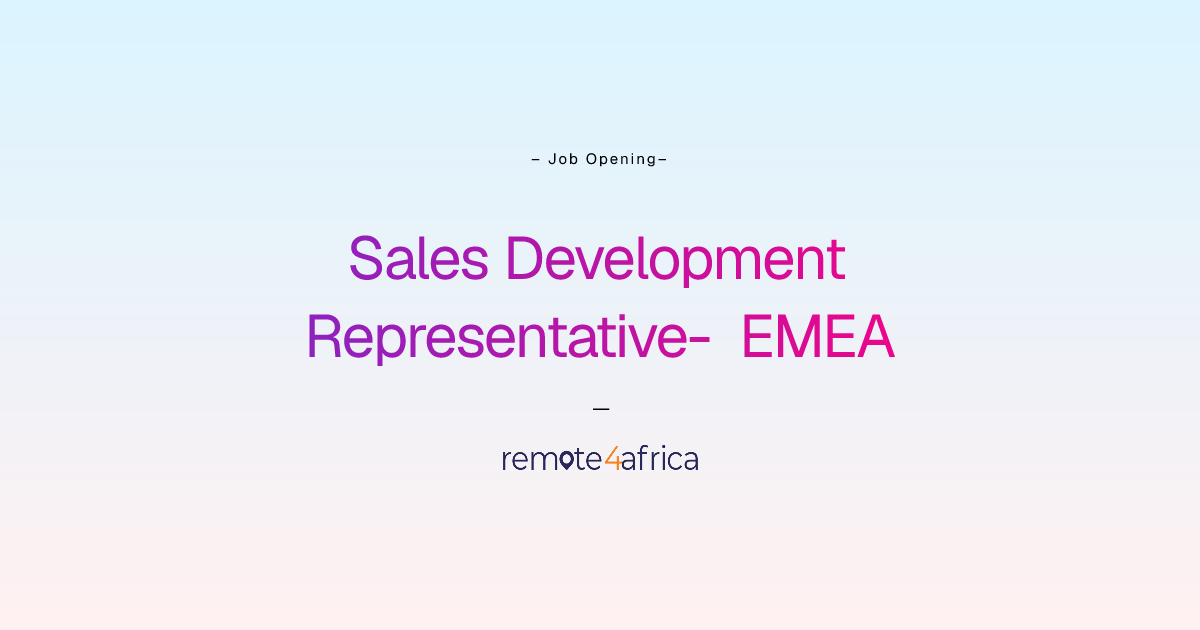 Remote Sales Development Representative- EMEA job at Financial Services ...