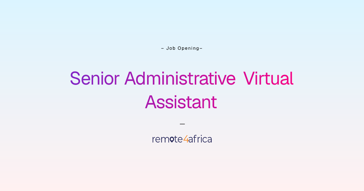 Remote Senior Administrative Virtual Assistant job at Human Resource ...