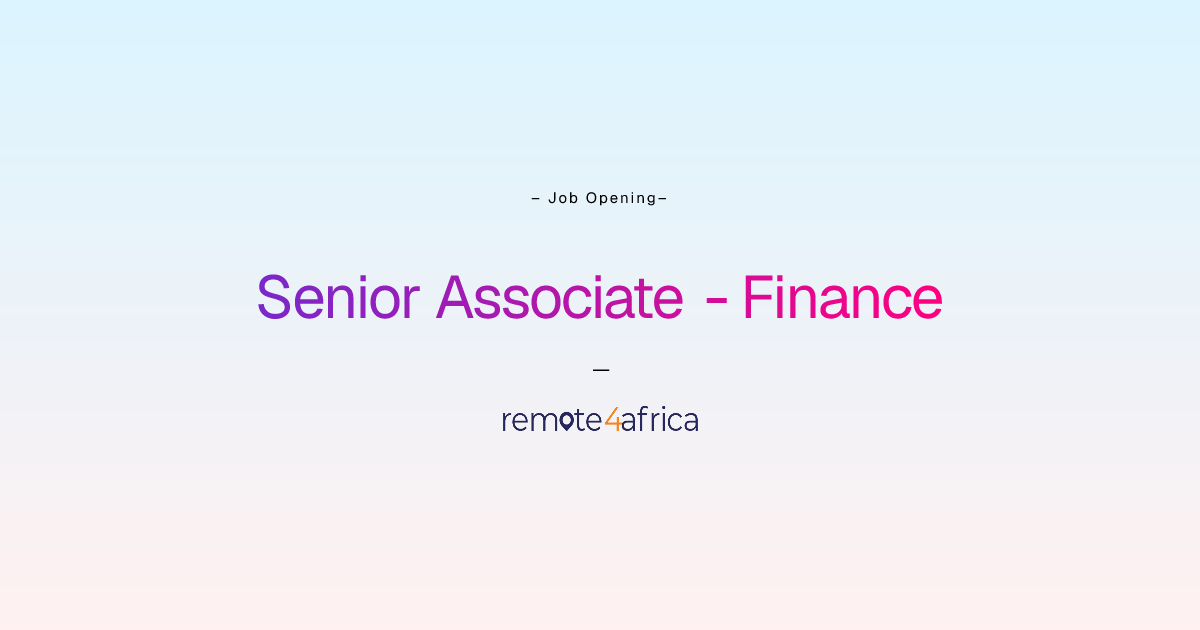 Remote Senior Associate - Finance job at Business Consulting and ...
