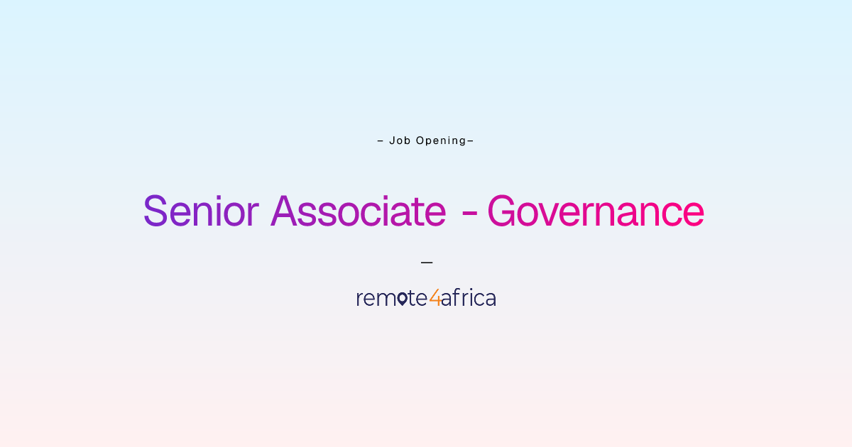 Remote (Hybrid) Senior Associate - Governance job at Research Services ...