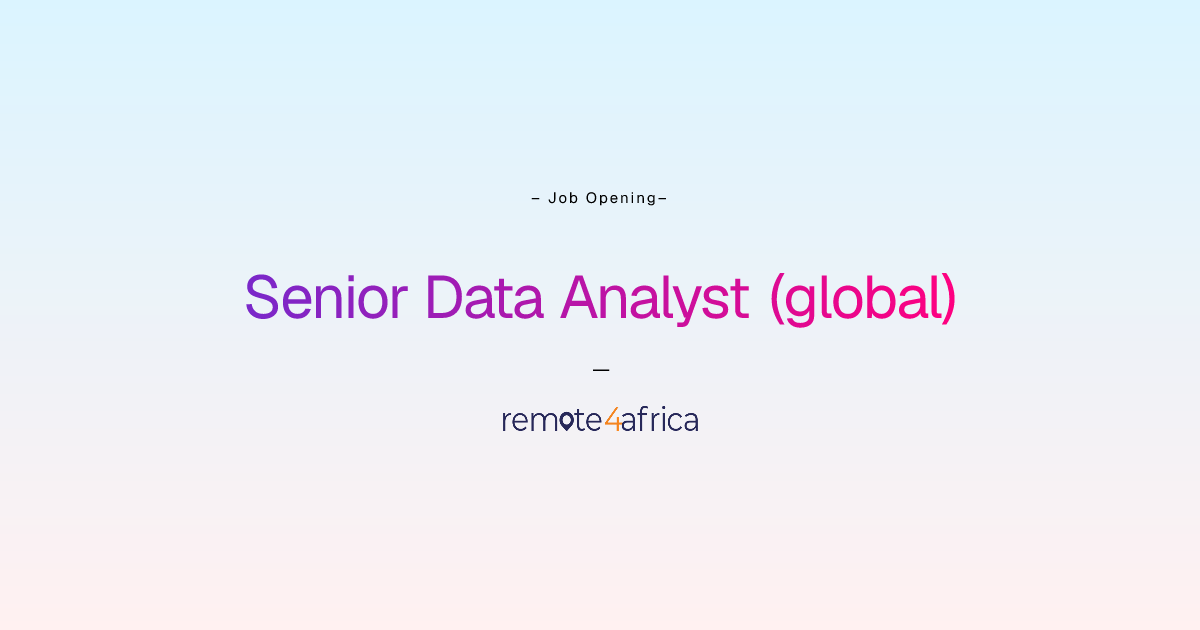 Remote Senior Data Analyst (global) job at Software Development company ...