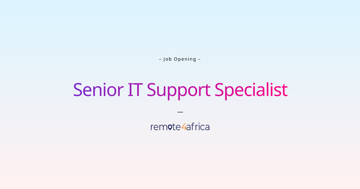Remote Senior IT Support Specialist job at Health care company ...