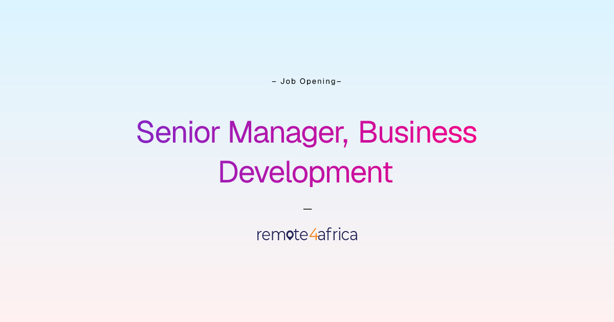 Remote Senior Manager, Business Development & Partnerships - AI ...