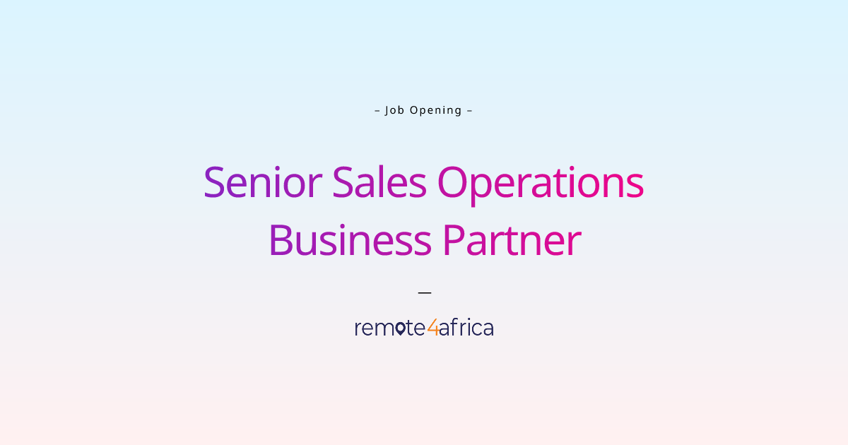 Remote Senior Sales Operations Business Partner job at Human Resource ...