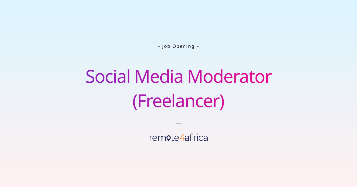 Remote Social Media Moderator (Freelancer) job at Sports / Gaming ...