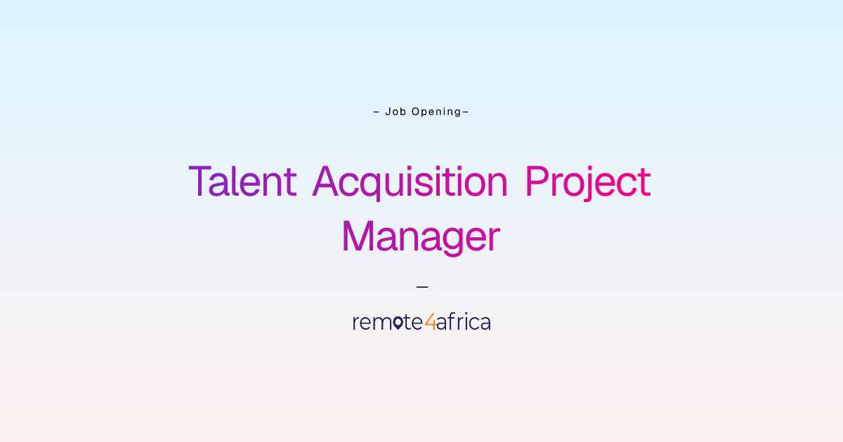 Remote Talent Acquisition Project Manager job at Sports / Gaming ...