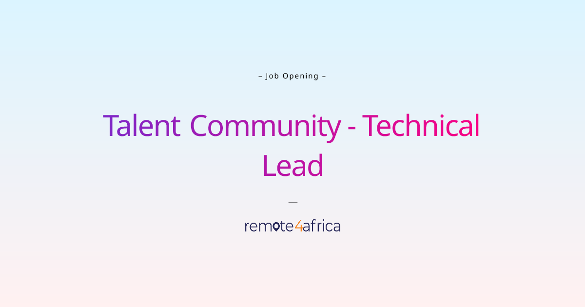 Remote Talent Community - Technical Lead job at Internet Software ...