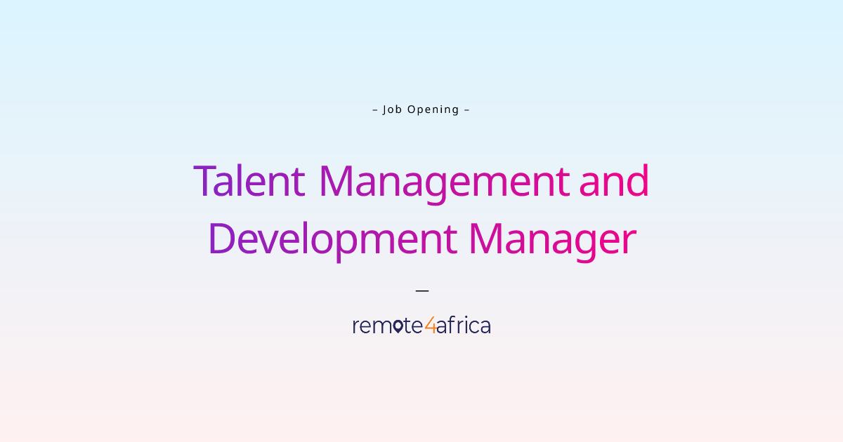 Remote Talent Management and Development Manager job at Internet Software & Services company ...