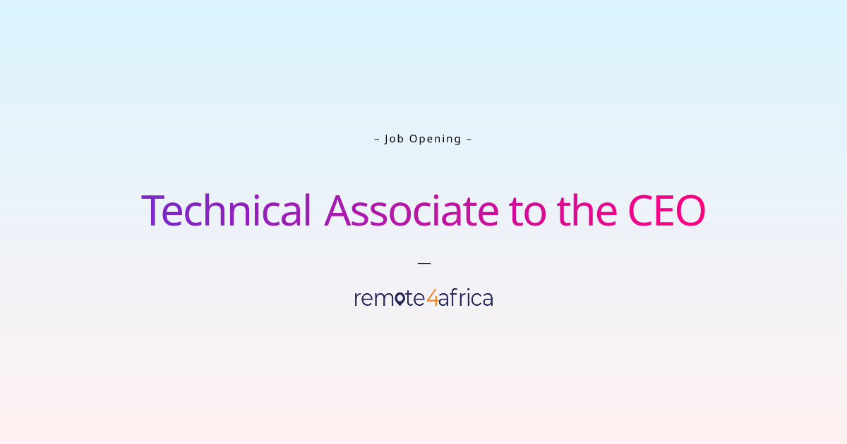 Remote (Hybrid) Technical Associate to the CEO job at Food Services ...