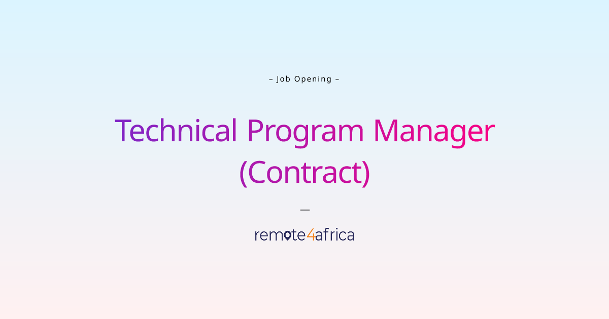 Remote Technical Program Manager Contract Job At Internet Software