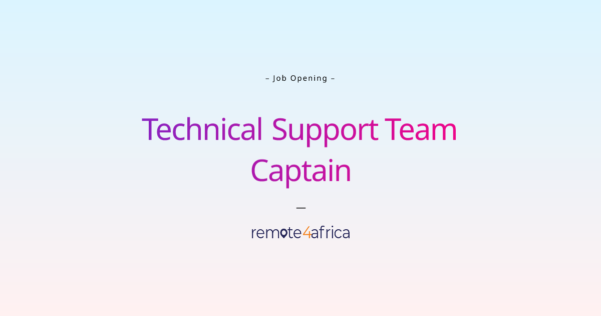 Remote Technical Support Team Captain job at Human Resource Services ...