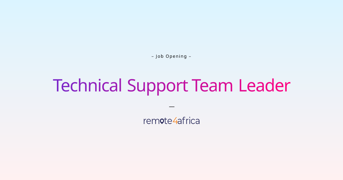 Remote Technical Support Team Leader job at Internet Software ...