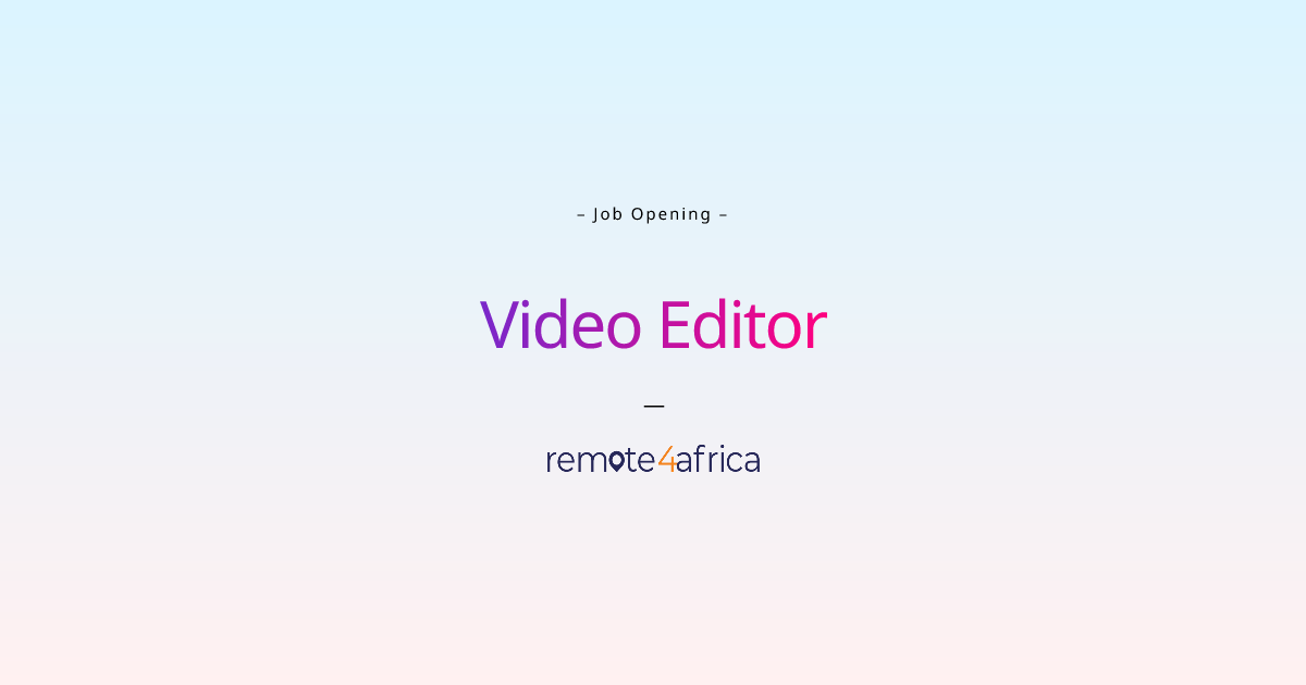 Remote Video Editor & Logo Animator job at Design Services company ...