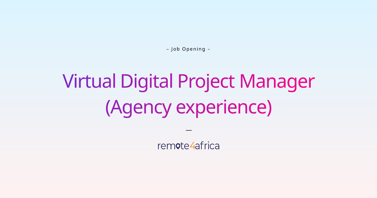 Remote Virtual Digital Project Manager (Agency experience) job at Human ...