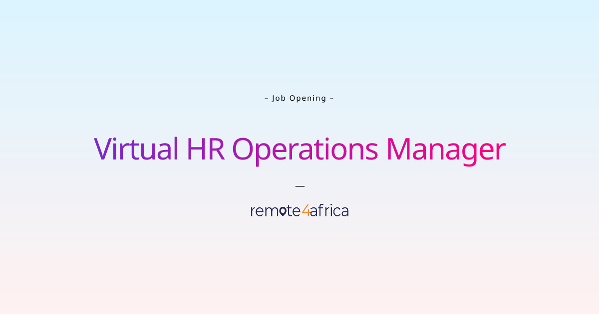 Remote Virtual HR Operations Manager job at Human Resource Services ...